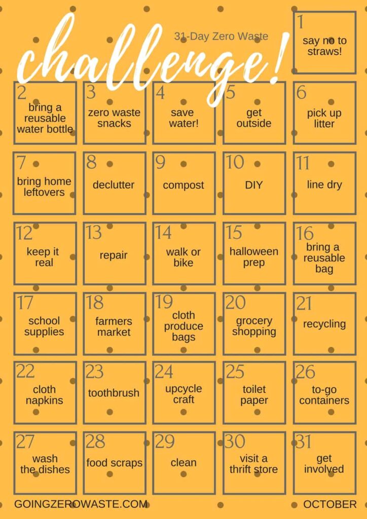 31 Day Zero Waste Challenge - For Kids! - Going Zero Waste