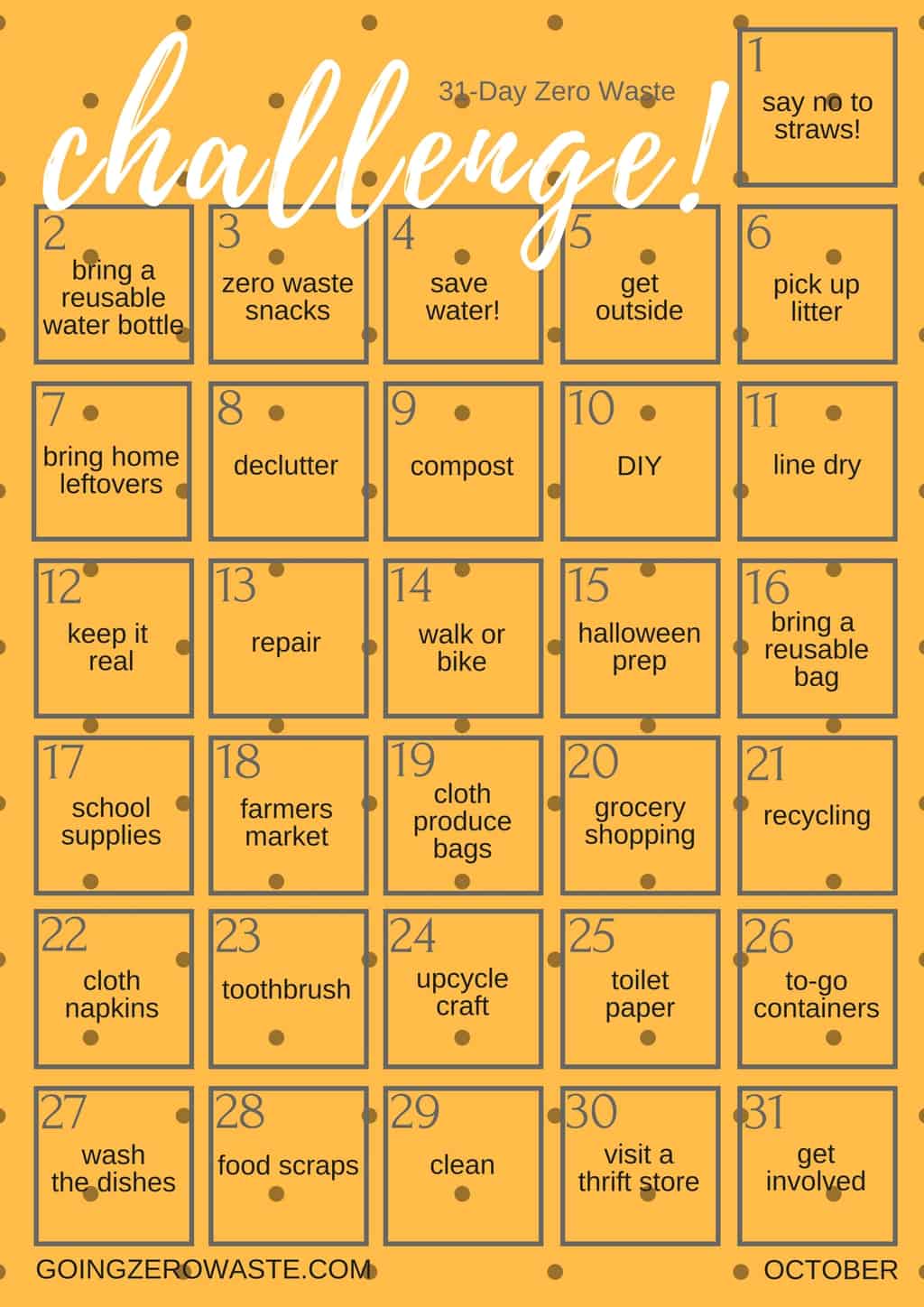 31 Day Zero Waste Challenge - For Kids! - Going Zero Waste